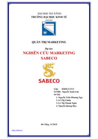 Tiểu luận Nghiên cứu Marketing Sabeco | PDF