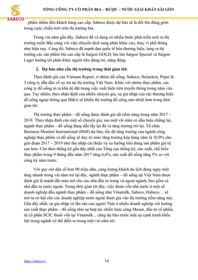 Tiểu luận Nghiên cứu Marketing Sabeco | PDF