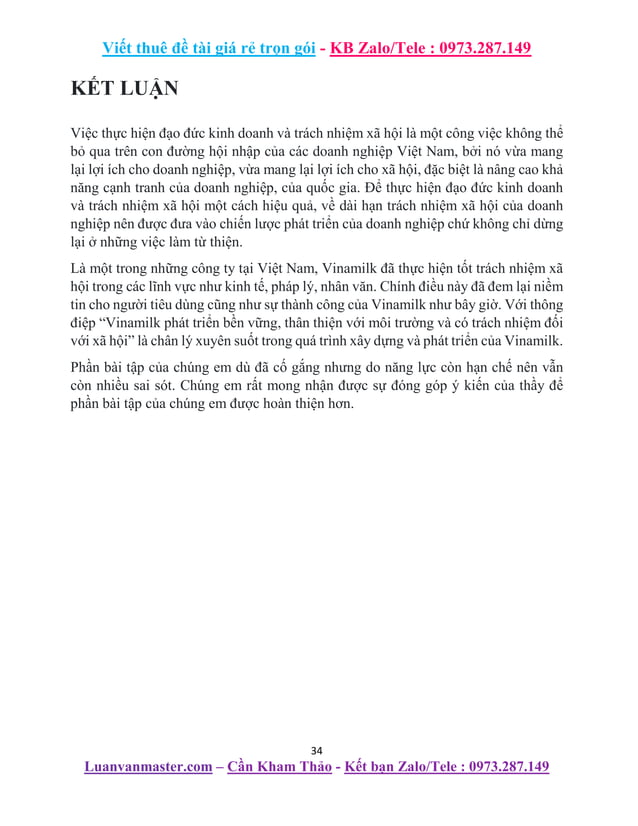 Tiểu luận Đạo đức kinh doanh của Công ty cổ phần Sữa Việt Nam – Vinamilk.docx