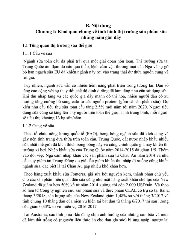 Tiểu Luận Phân Tích Thị Trường Sản Phẩm Sữa Tại Việt Nam Những Năm Gần Đây | DOCX