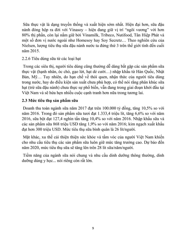 Tiểu Luận Phân Tích Thị Trường Sản Phẩm Sữa Tại Việt Nam Những Năm Gần Đây | DOCX