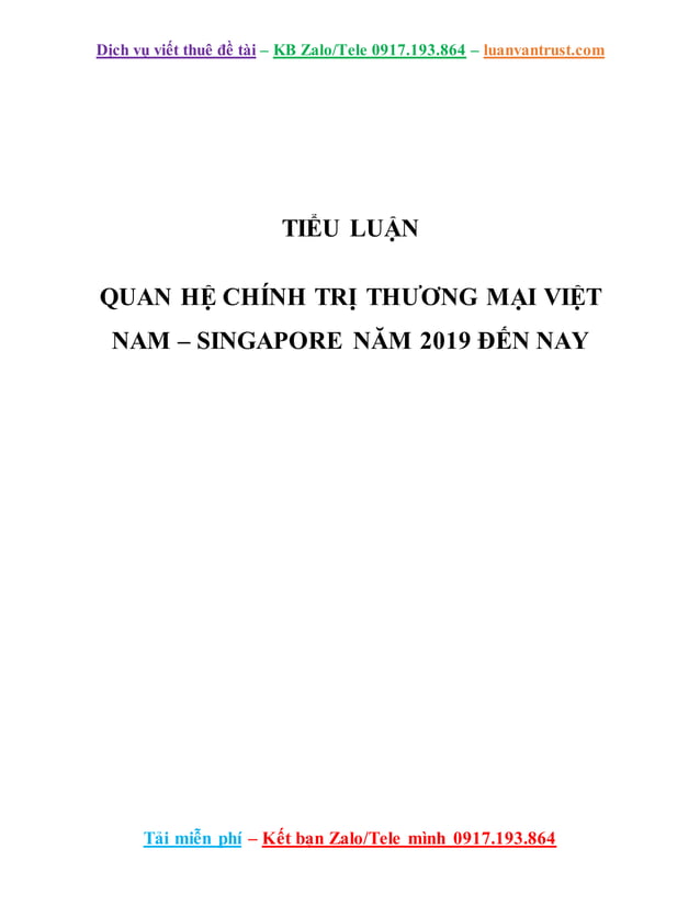 Tiểu Luận Quan Hệ Chính Trị Thương Mại Việt Nam – Singapore.docx