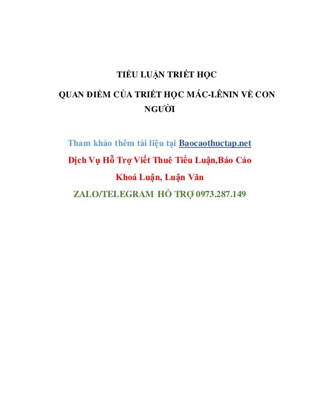 Tiểu Luận Quan Điểm Của Triết Học Mác-Lênin Về Con Người | DOCX