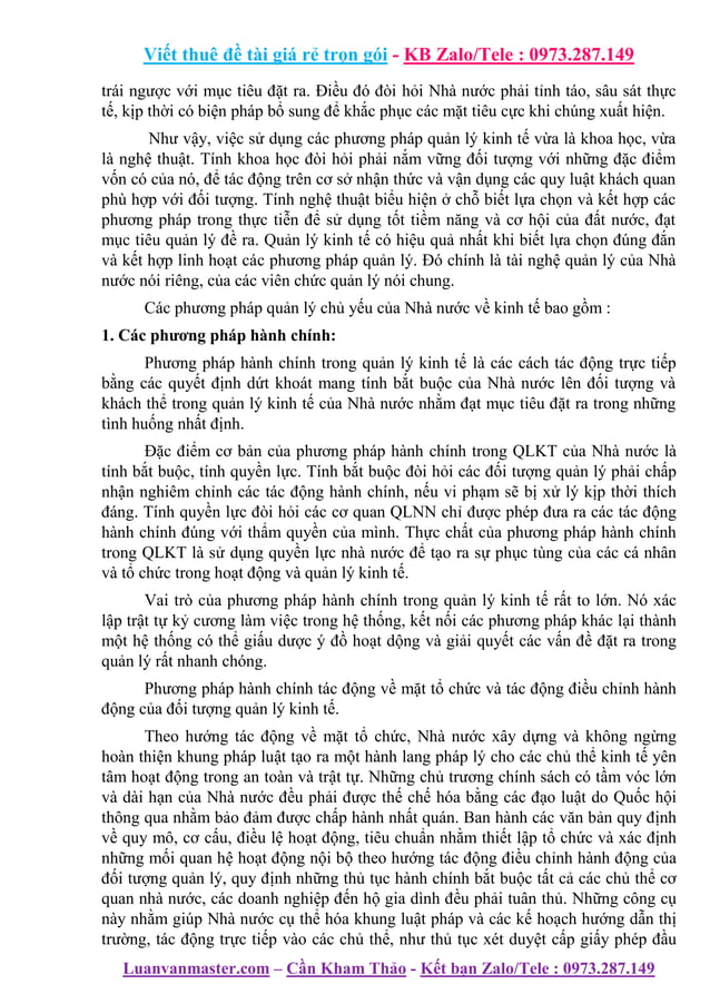 Tiểu luạn Quản lý Nhà nước (QLNN) về kinh tế.docx