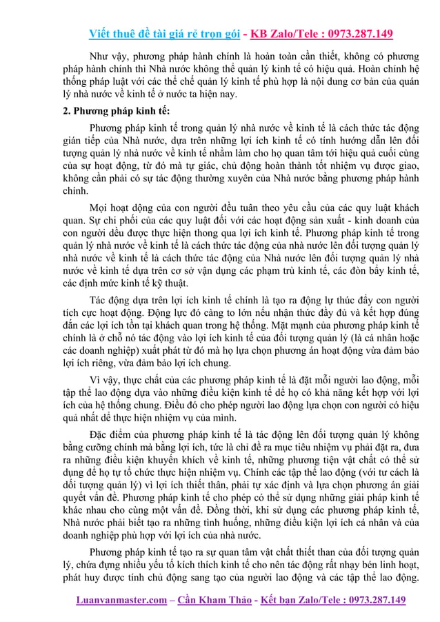 Tiểu luạn Quản lý Nhà nước (QLNN) về kinh tế.docx