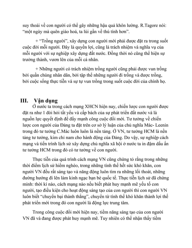 Tiểu luận tư tưởng hồ chí minh về con người mới | DOCX