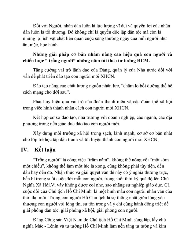 Tiểu luận tư tưởng hồ chí minh về con người mới | DOCX