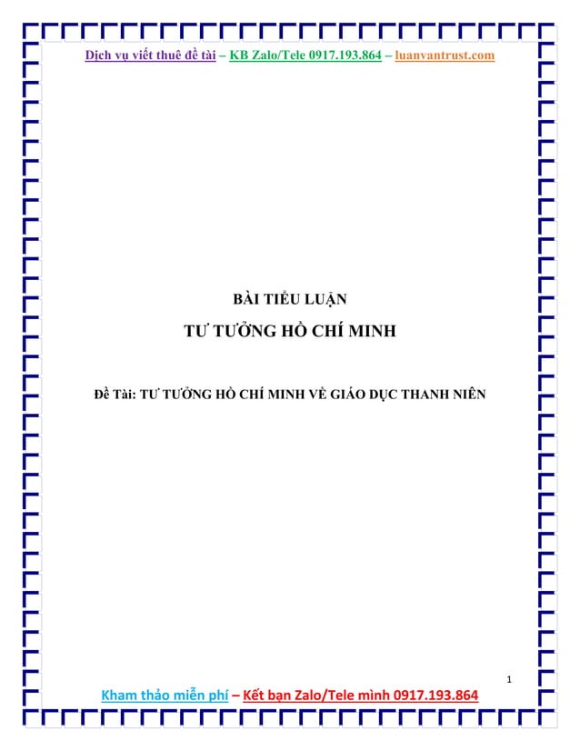 Tiểu Luận Tư tưởng Hồ Chí Minh về giáo dục thanh niên.doc