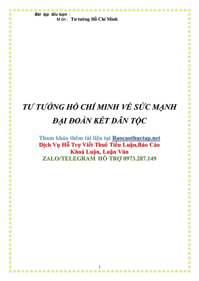 Tiểu Luận Tư tưởng Hồ Chí Minh về sức mạnh Đại đoàn kết dân tộc | DOC