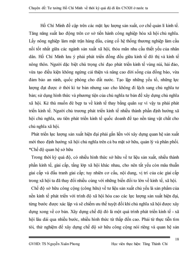 Tiểu Luận Tư tưởng Hồ Chí Minh về thời kỳ quá độ lên chủ nghĩa xã hội ở Việt Nam | DOC