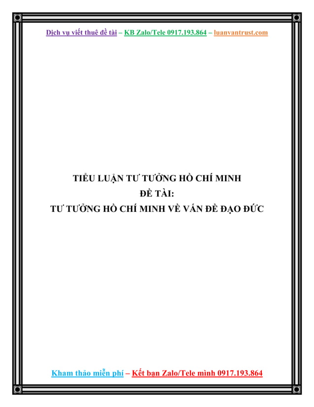 Tiểu Luận Tư tưởng Hồ Chí Minh về vấn đề đạo đức.doc