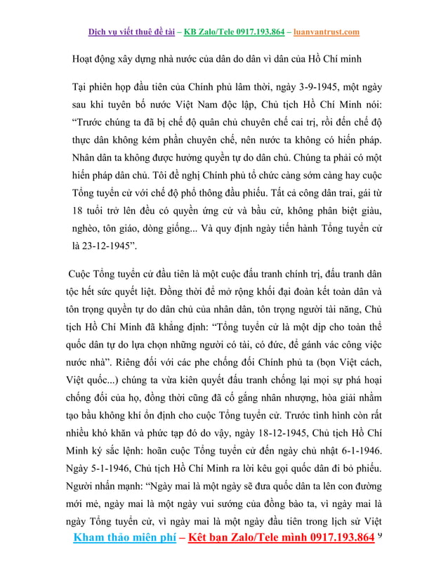 Tiểu Luận Tư tưởng Hồ Chí Minh về xây dựng nhà nước của dân do dân vì dân.doc