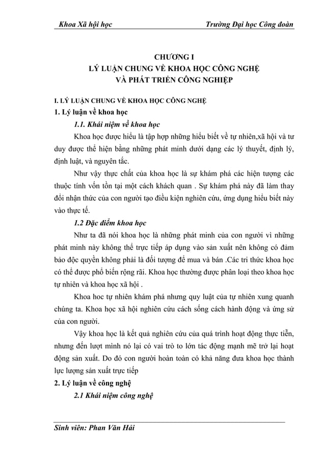 Tiểu Luận Vai Trò Của Khoa Học Công Nghệ Đối Với Sự Phát Triển Công Nghiệp Việt Nam | DOC