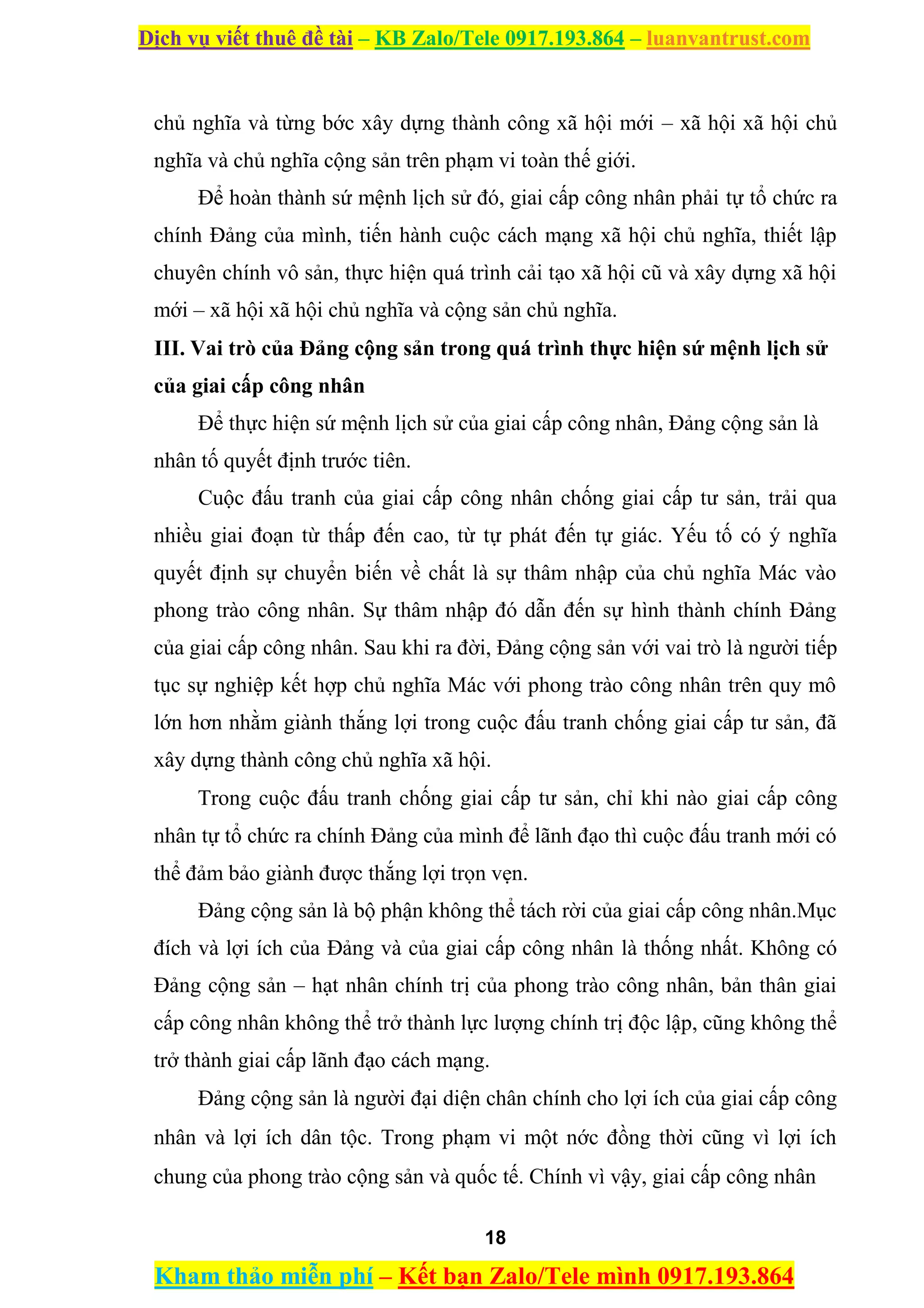 Tiểu luận về sứ mệnh lịch sử của giai cấp công nhân.doc