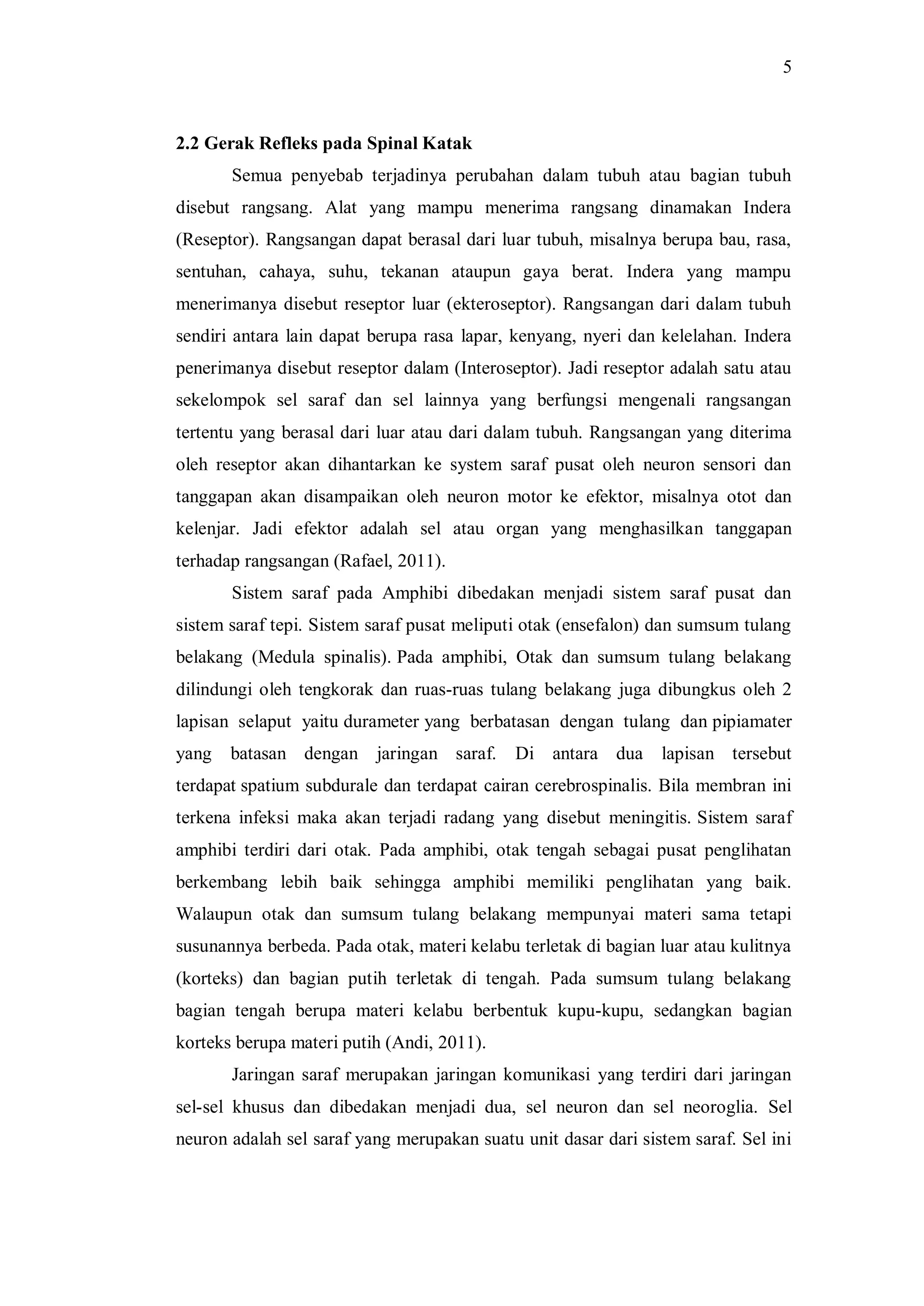 GERAK REFLEKS PADA SPINAL KATAK SAWAH (Fejervarya cancrivora) | PDF