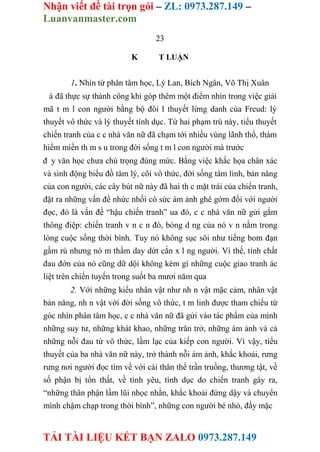 Tiểu Thuyết Đề Tài Chiến Tranh Của Các Nhà Văn Nữ Việt Nam Từ Góc Nhìn Phân Tâm Học.doc