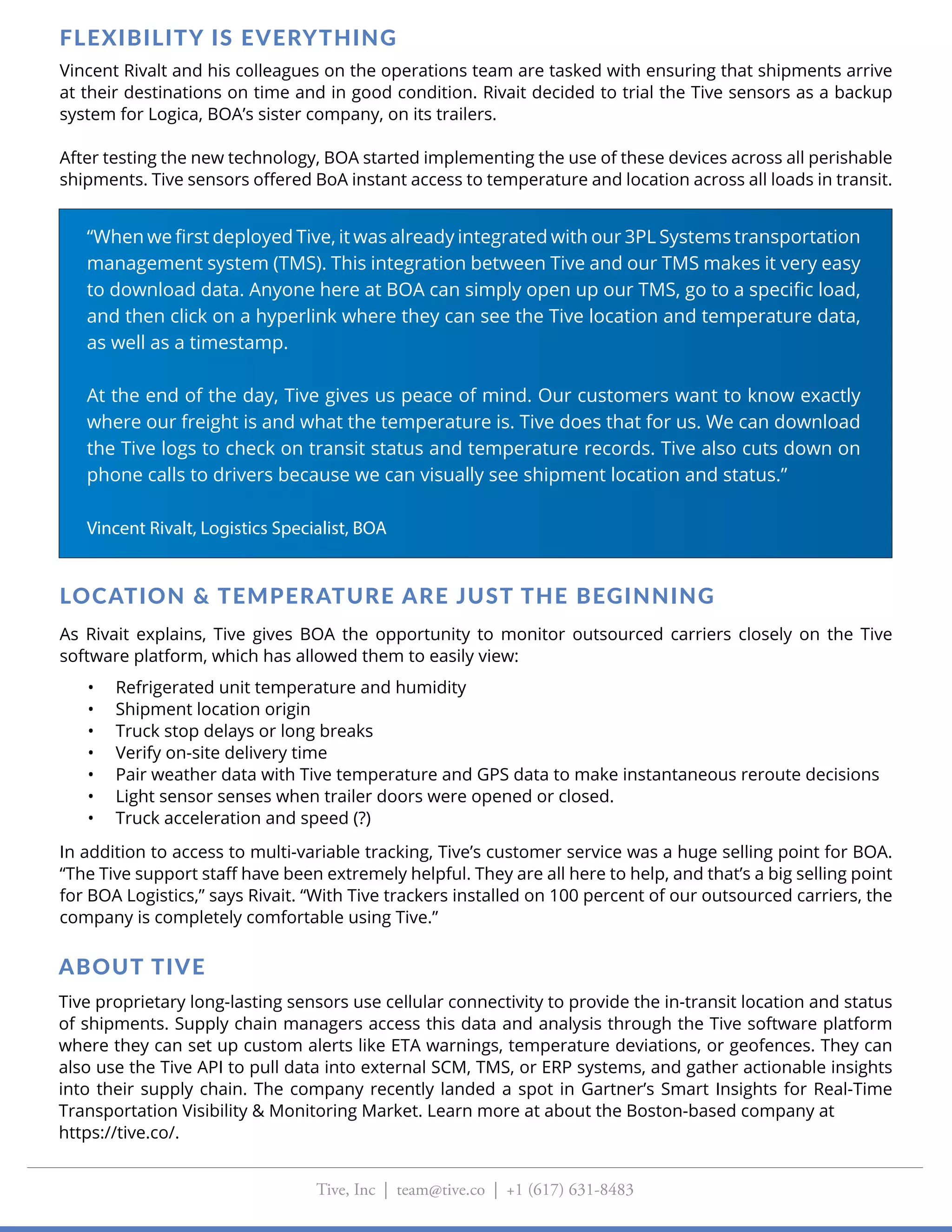 Tive Case Study BOA Logistics | PDF