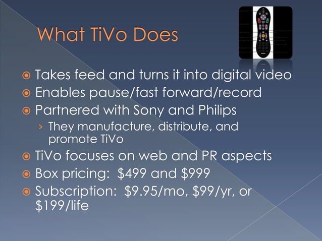 TiVo Presentation | PPTX | Home Entertainment Systems | Consumer ...