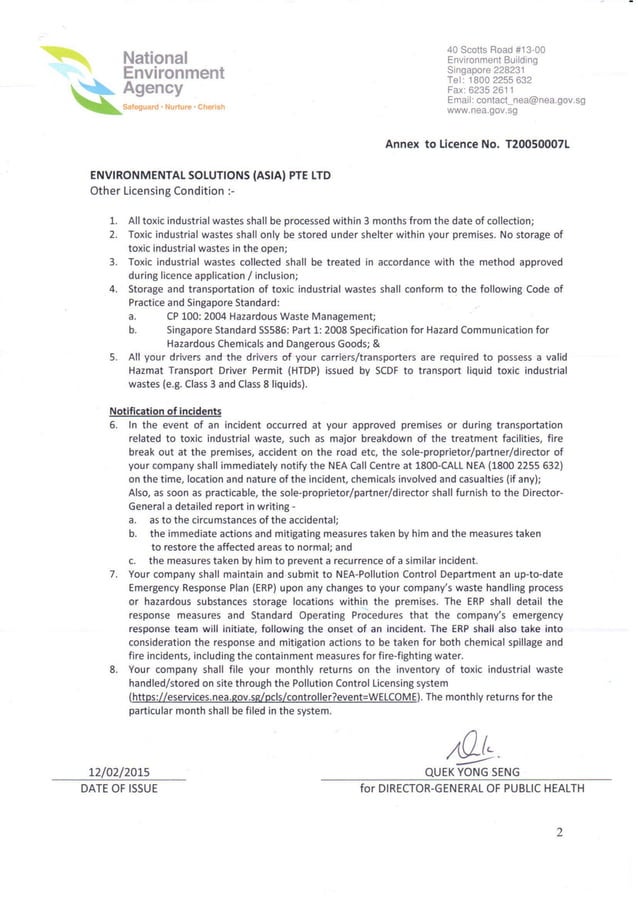 TOXIC INDUSTRIAL WASTE LICENCE | PDF