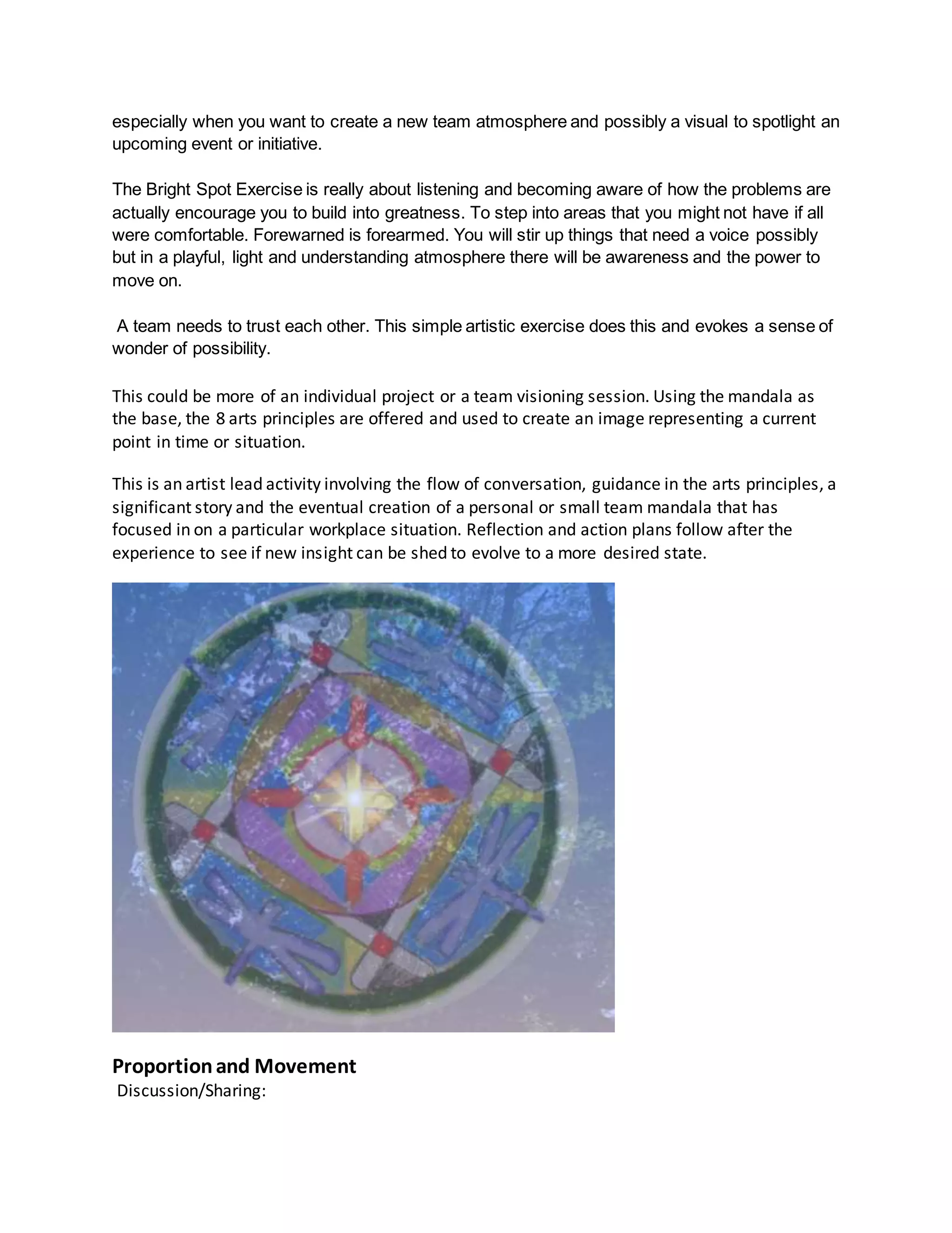 Mandala team vision and strategy | DOCX | Painting | Arts and Crafts