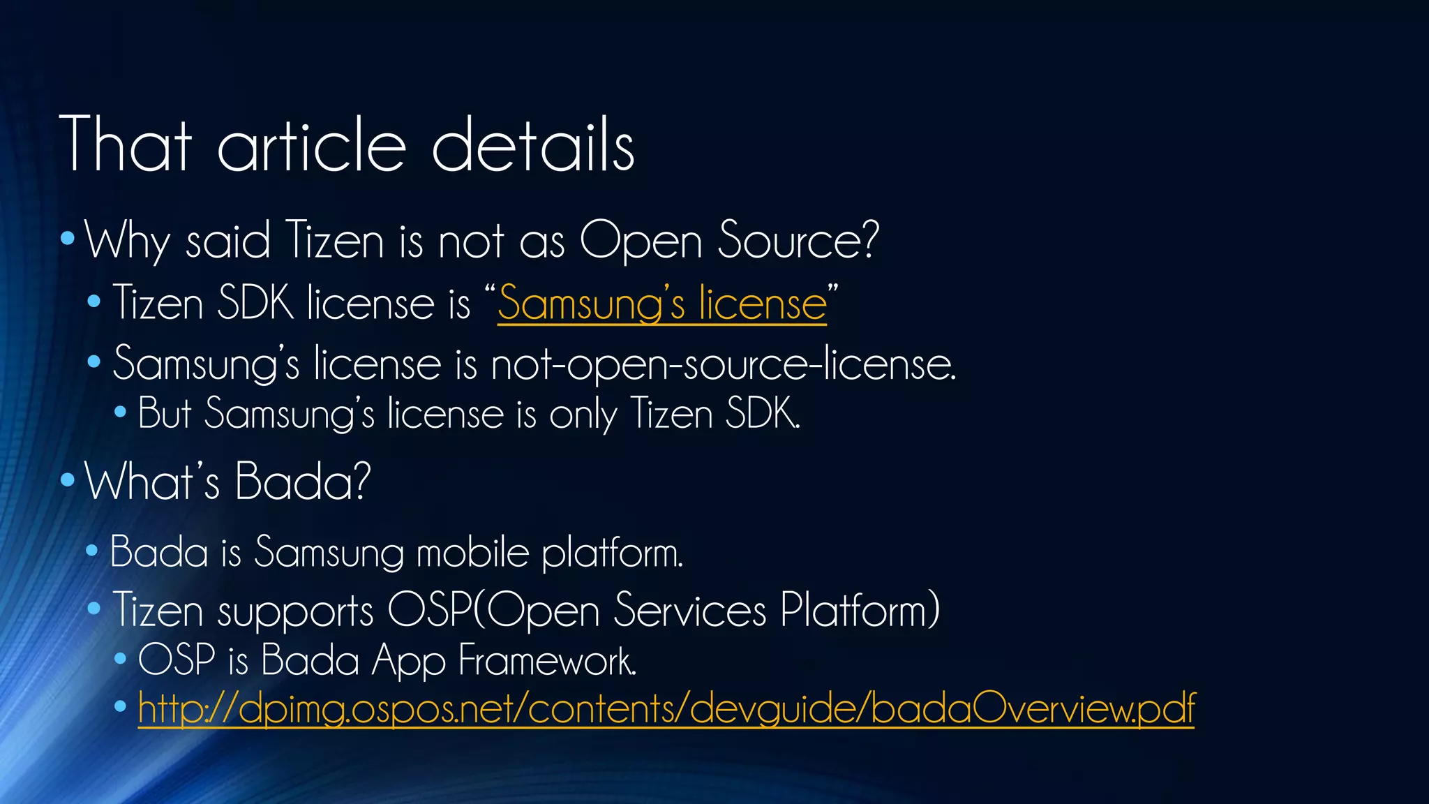 Tizen 2.0 overview | PDF