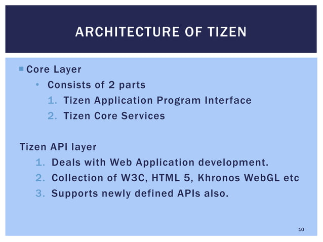 Tizen Operating System For Mobiles | PPTX | Operating Systems | Computer Software and Applications