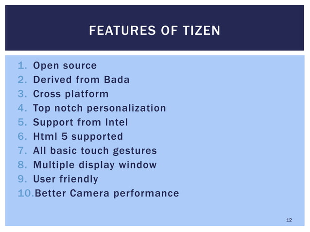Tizen Operating System For Mobiles | PPTX | Operating Systems | Computer Software and Applications