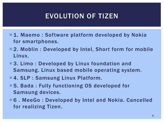 Tizen Operating System For Mobiles | PPTX | Operating Systems | Computer Software and Applications