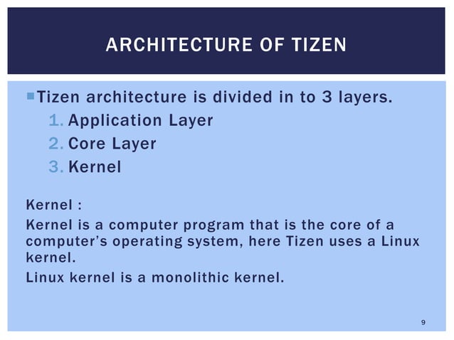 Tizen Operating System For Mobiles | PPTX | Operating Systems | Computer Software and Applications