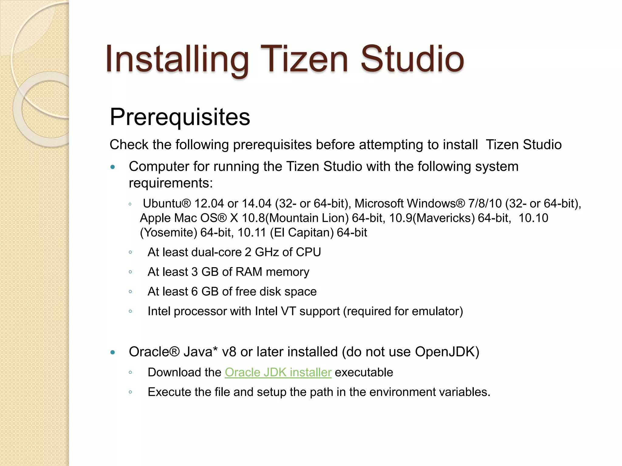 Tizen Studio Installation&Setup | PPTX