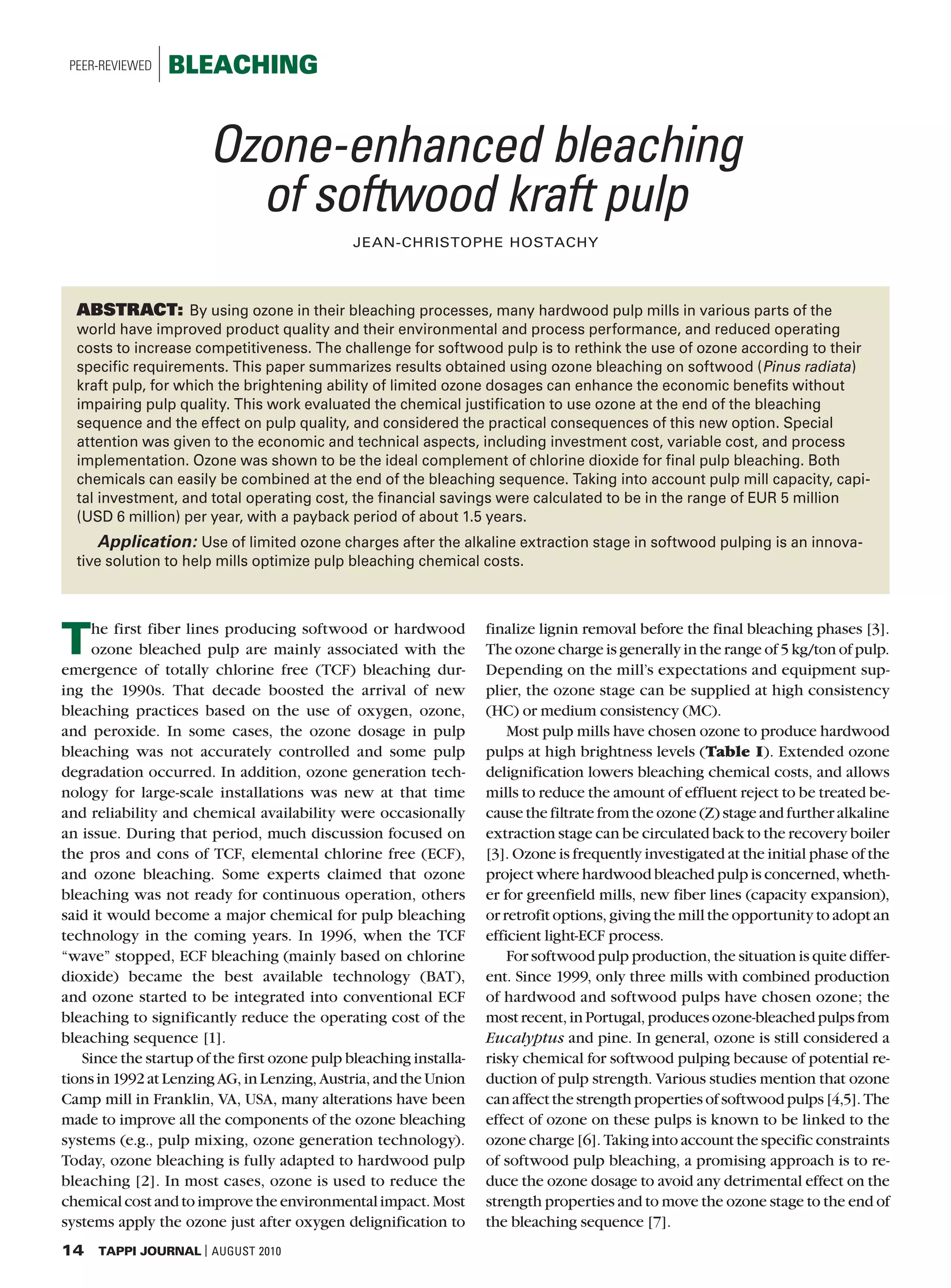 Ozone enhanced bleaching of softwood kraft pulps | PDF