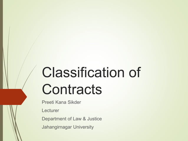Classification of Contract | PPTX