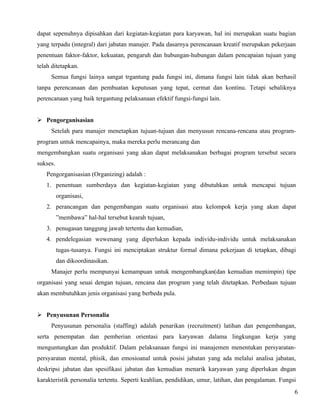 Tjuan dan fungsi manajemen dalam organisasi | DOC