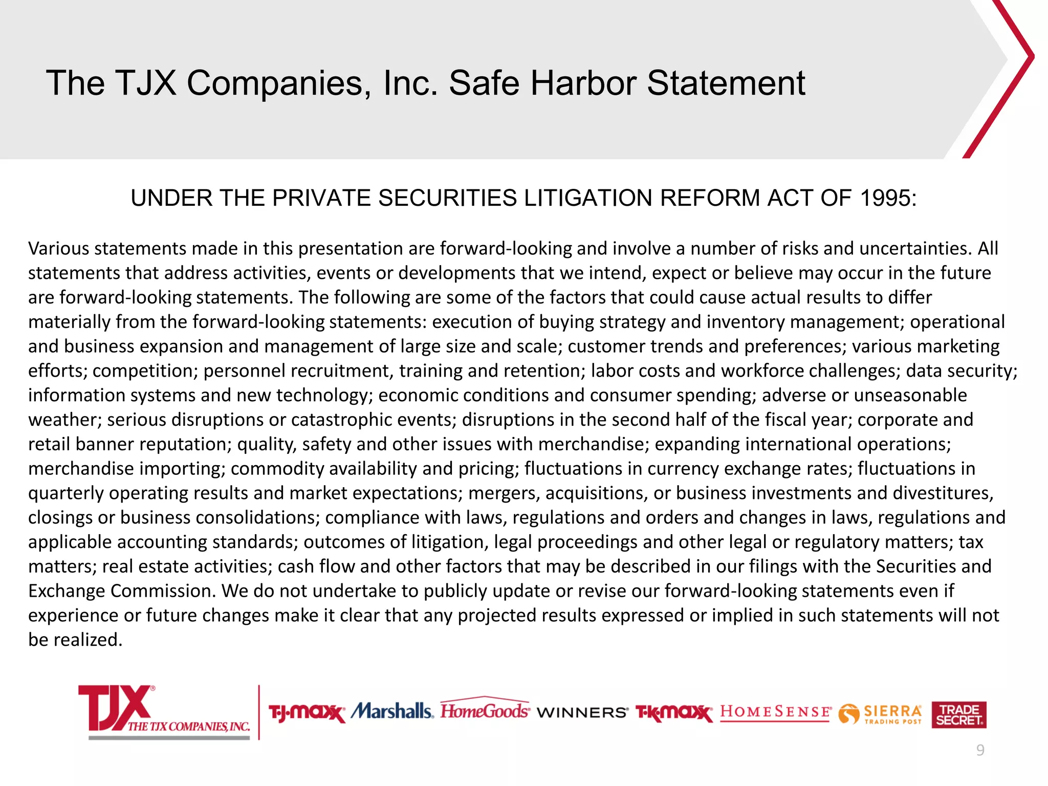 The TJX Companies Inc. - 2016 Background Information | PDF