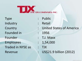 Tjx Conpanies Incorporated .ppt