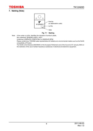 Original N-Channel Mosfet TK12A65D K12A65D 12A65 TO-220F New Toshiba | PDF