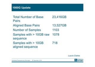 1000G/UK10K: Bioinformatics, storage, and compute challenges of large ...