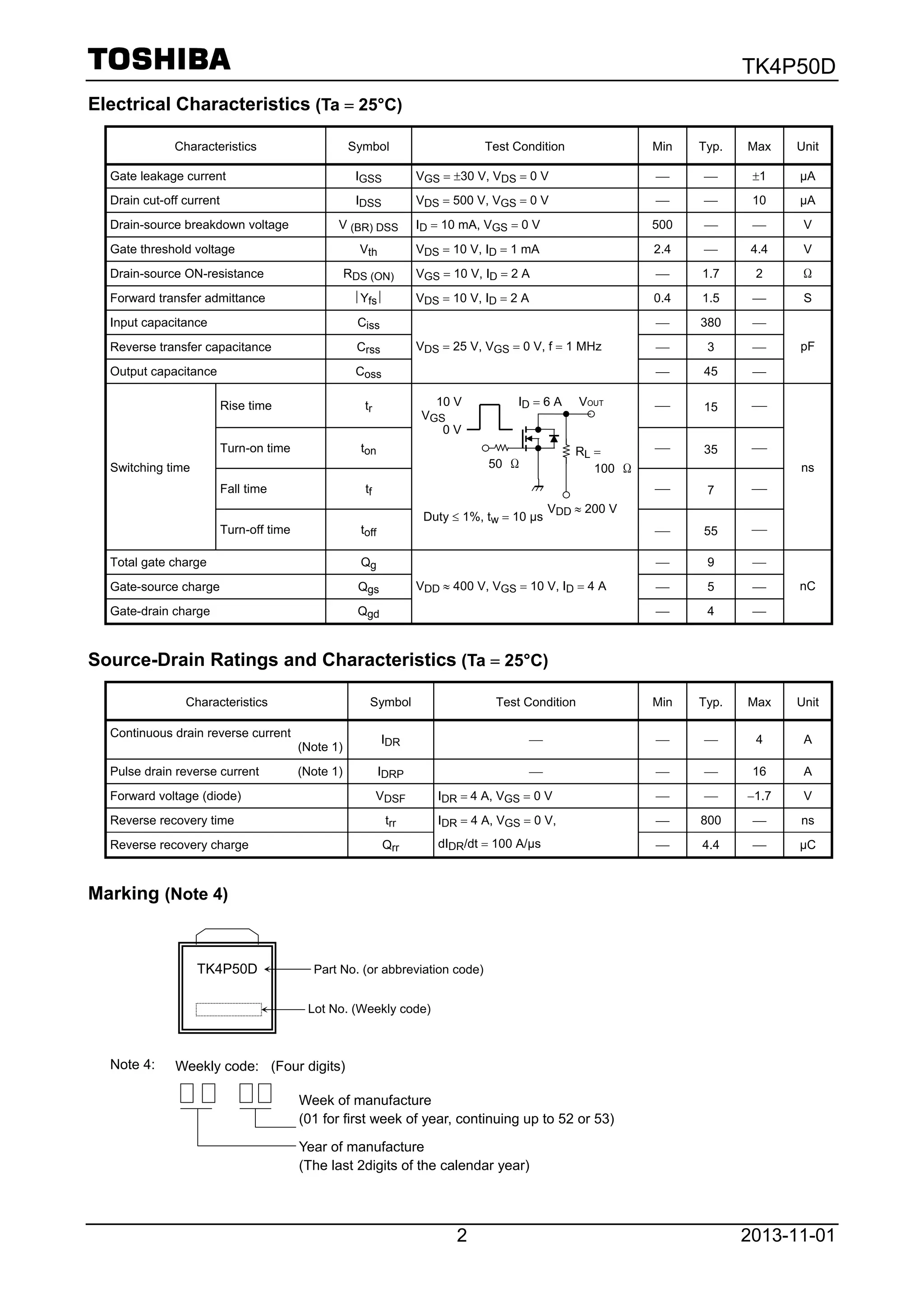 Original N-Channel Mosfet TK4P50D 500V 4A TO-252 New TOSHIBA | PDF | Consumer Electronics ...