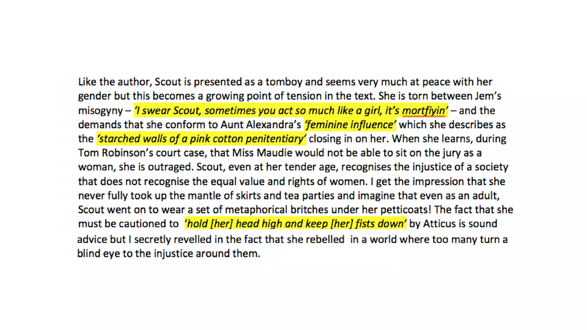 To Kill a Mockingbird - Scout essay | PPT