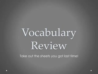 TKaM Chapters 1-7 Vocabulary Review | PPT