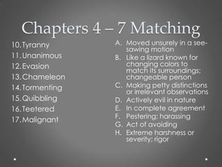 TKaM Chapters 1-7 Vocabulary Review | PPT