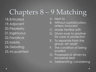 TKaM Chapters 1-7 Vocabulary Review | PPT