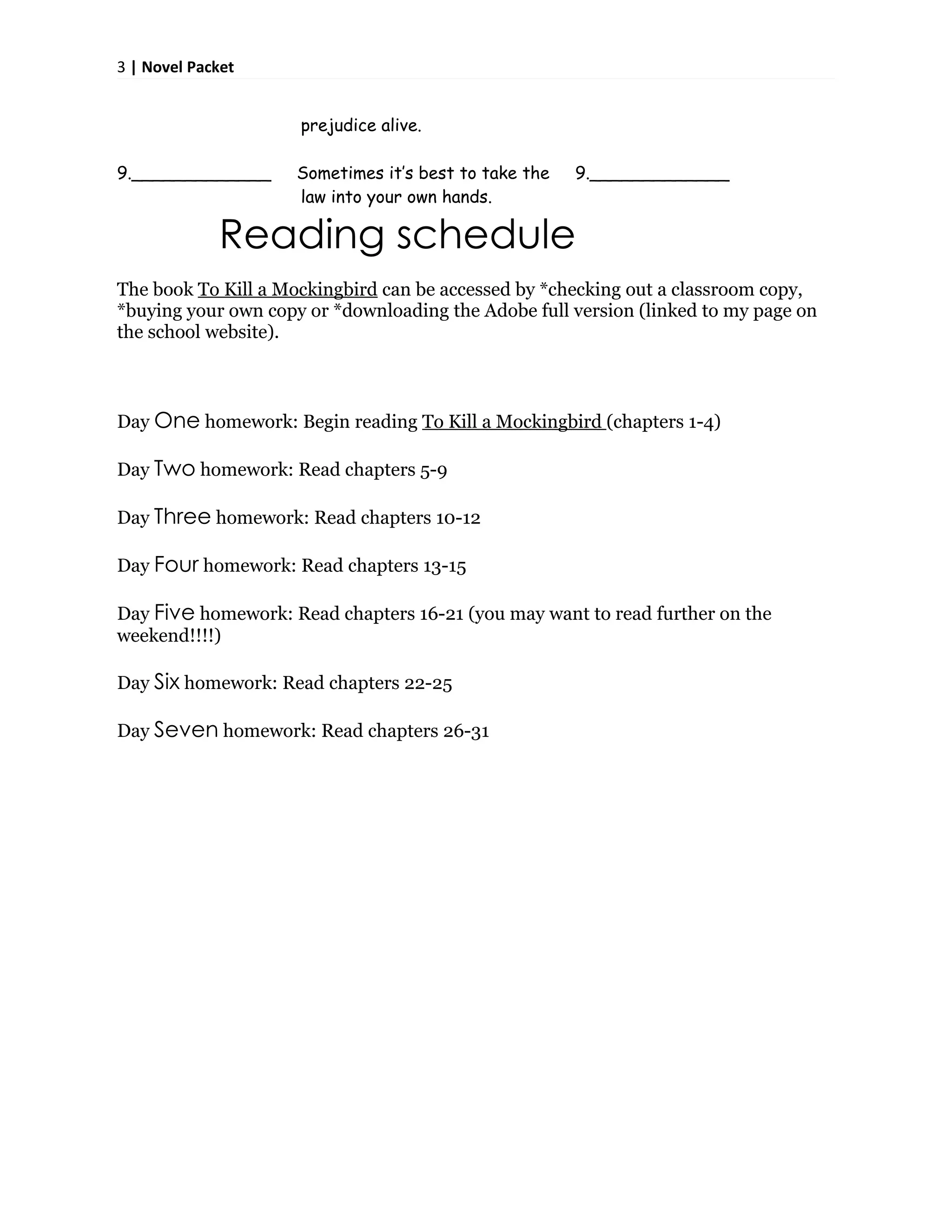 Tkam Novel Packet | RTF