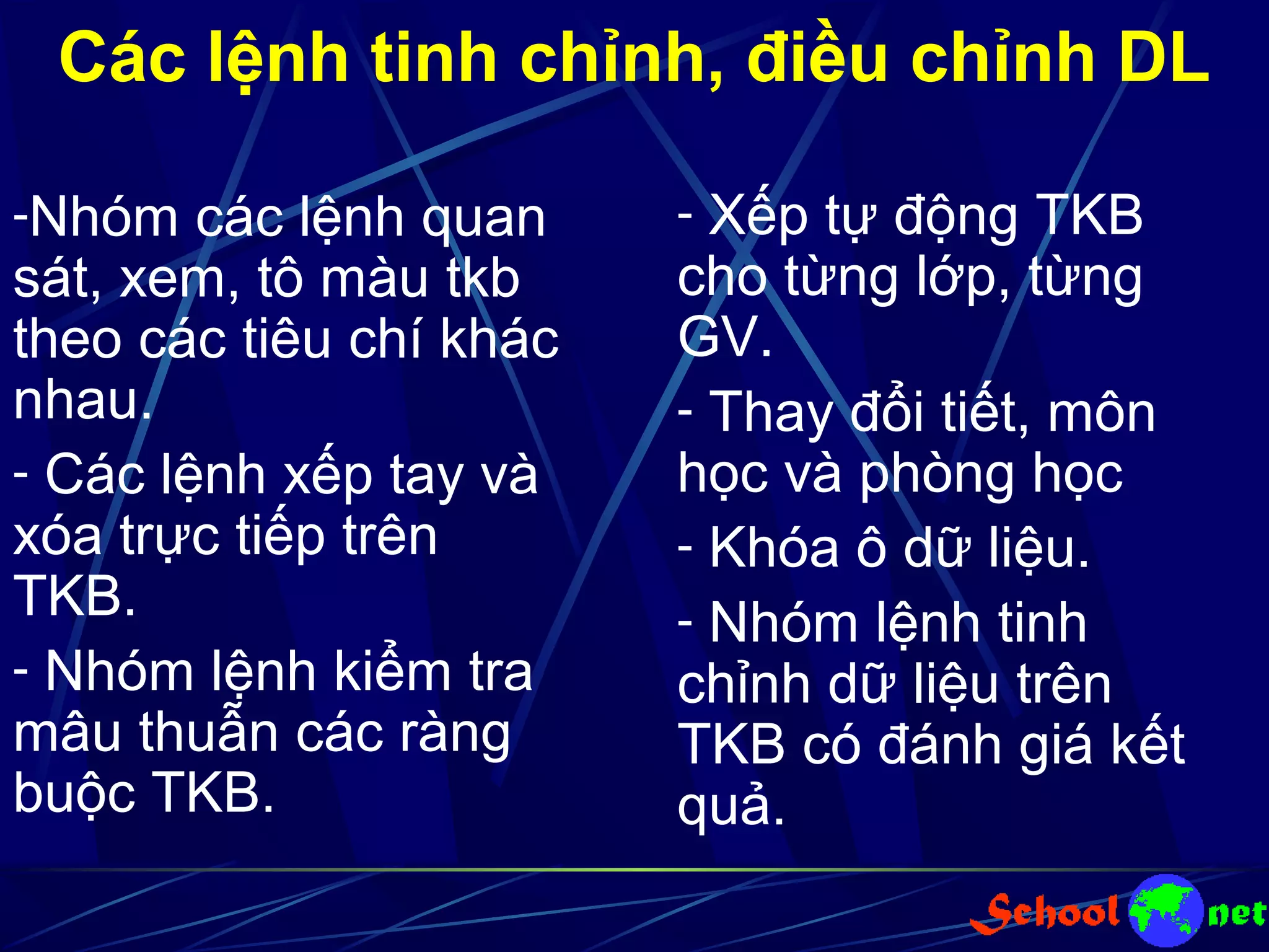 Tập huấn chi tiết phần mềm TKB 10.0 | PPT