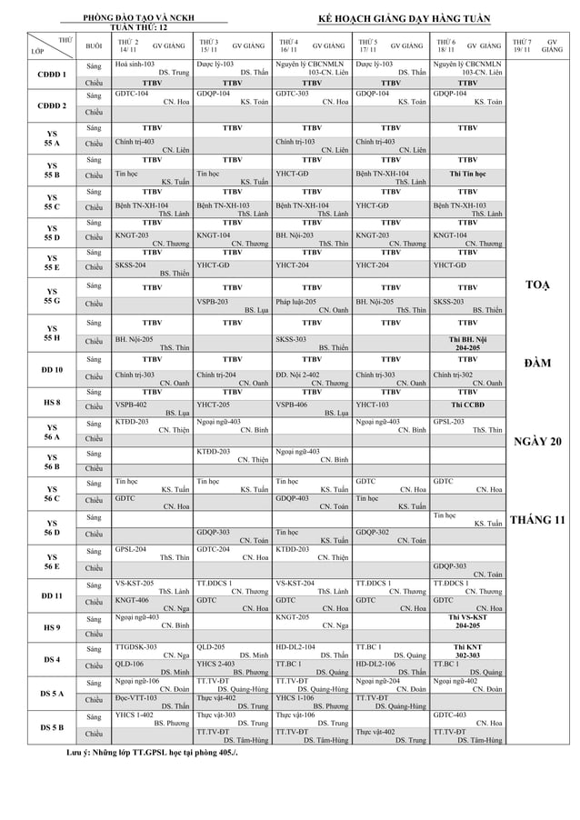 KẾ HOẠCH GIẢNG DẠY (TUẦN 12) | PDF