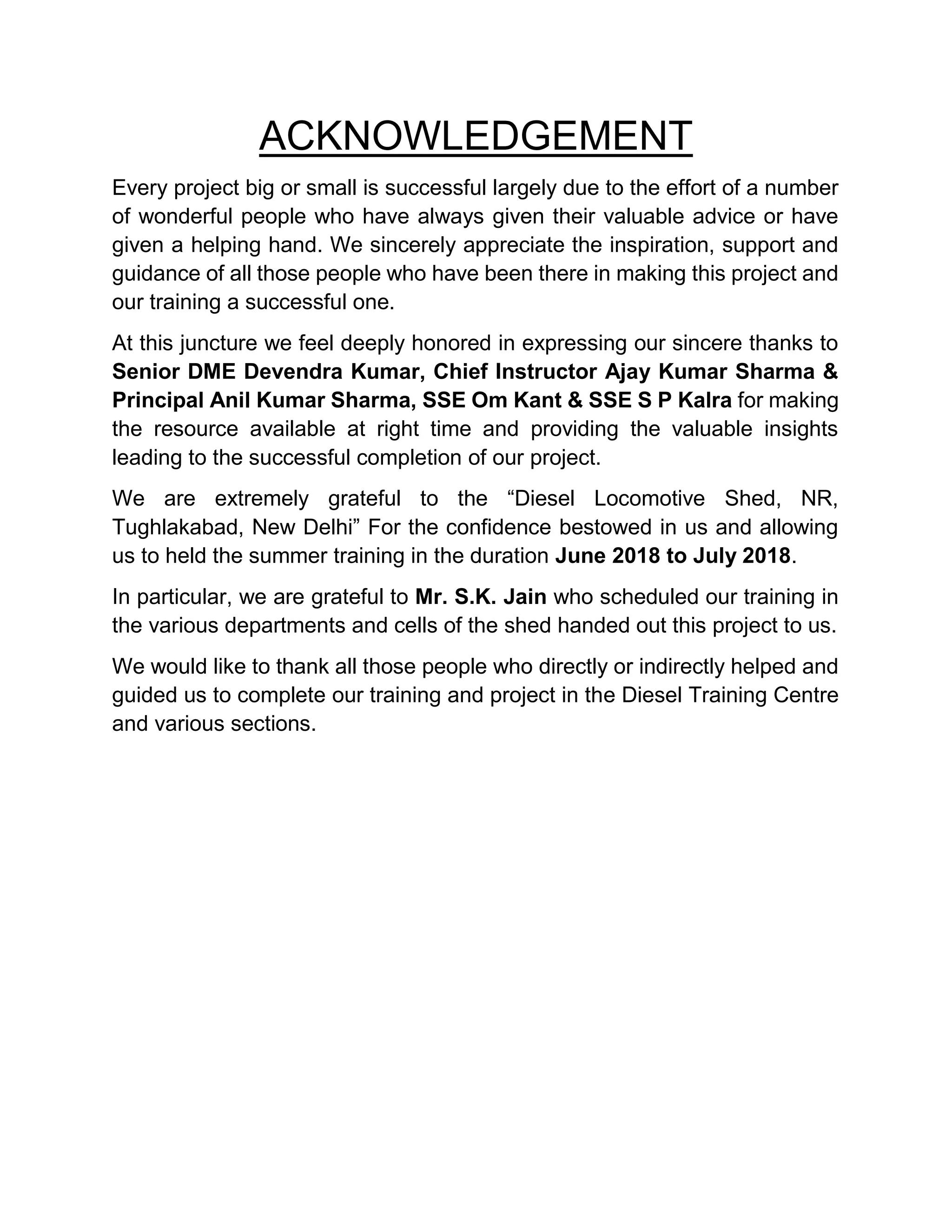 Tughlakabad Diesel Shed Training Report | PDF