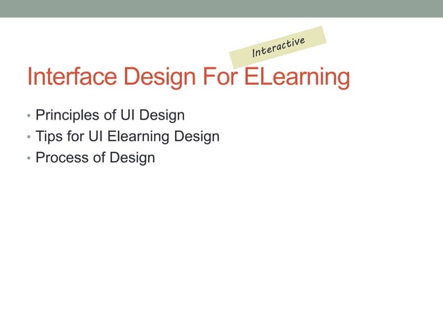 Interface Design for Elearning - Tips and Tricks | PPTX