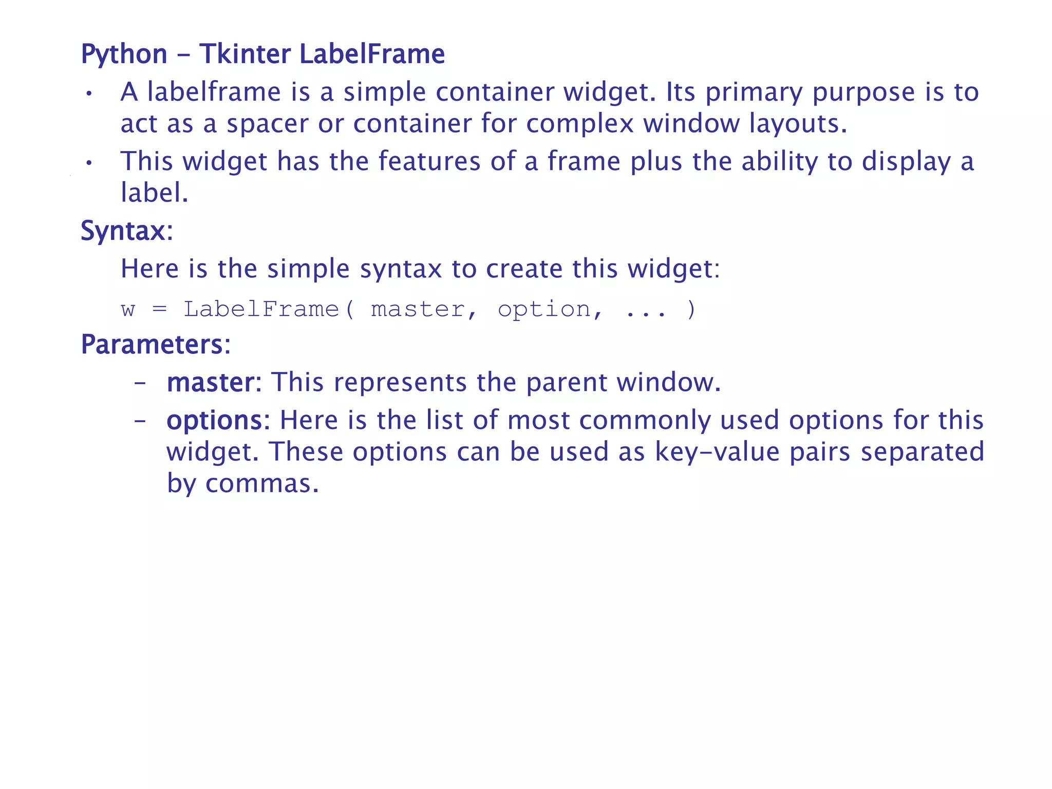 tkinter final ppt.ppt | Programming Languages | Computing