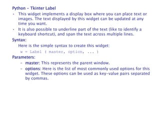 tkinter final ppt.ppt | Programming Languages | Computing