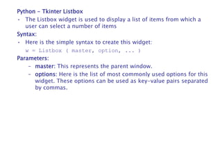 tkinter final ppt.ppt | Programming Languages | Computing